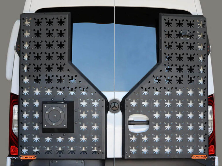 Flarespace nVader Rear Racks for Sprinter Vans Overland Expo